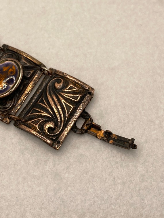 Copper And Orange Abstract Artisan Enamel Square Pane… - Gem