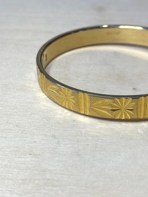 18K Rolled Gold Plated Hinged Texture Etched Diamond … - Gem