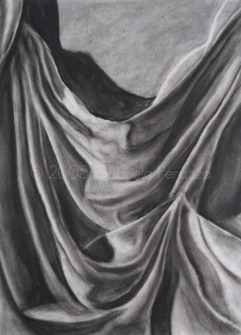 Drapery Digital Print of Original Charcoal Drawing - Etsy