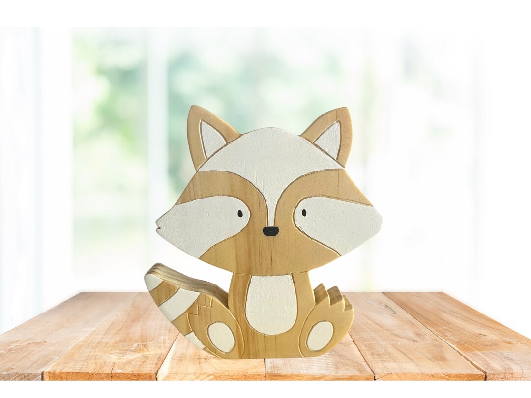 Raccoon Shelf Decor, Raccoon Baby Shower, Wooden Raccoon Decor, Wooden ...