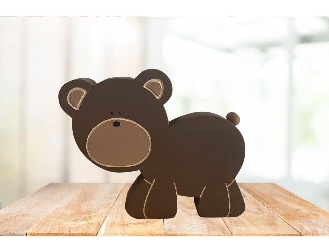 Bear Shelf Sitter, Wooden Bear, Chunky Wood Shelf Sitter, Tiered Tray ...