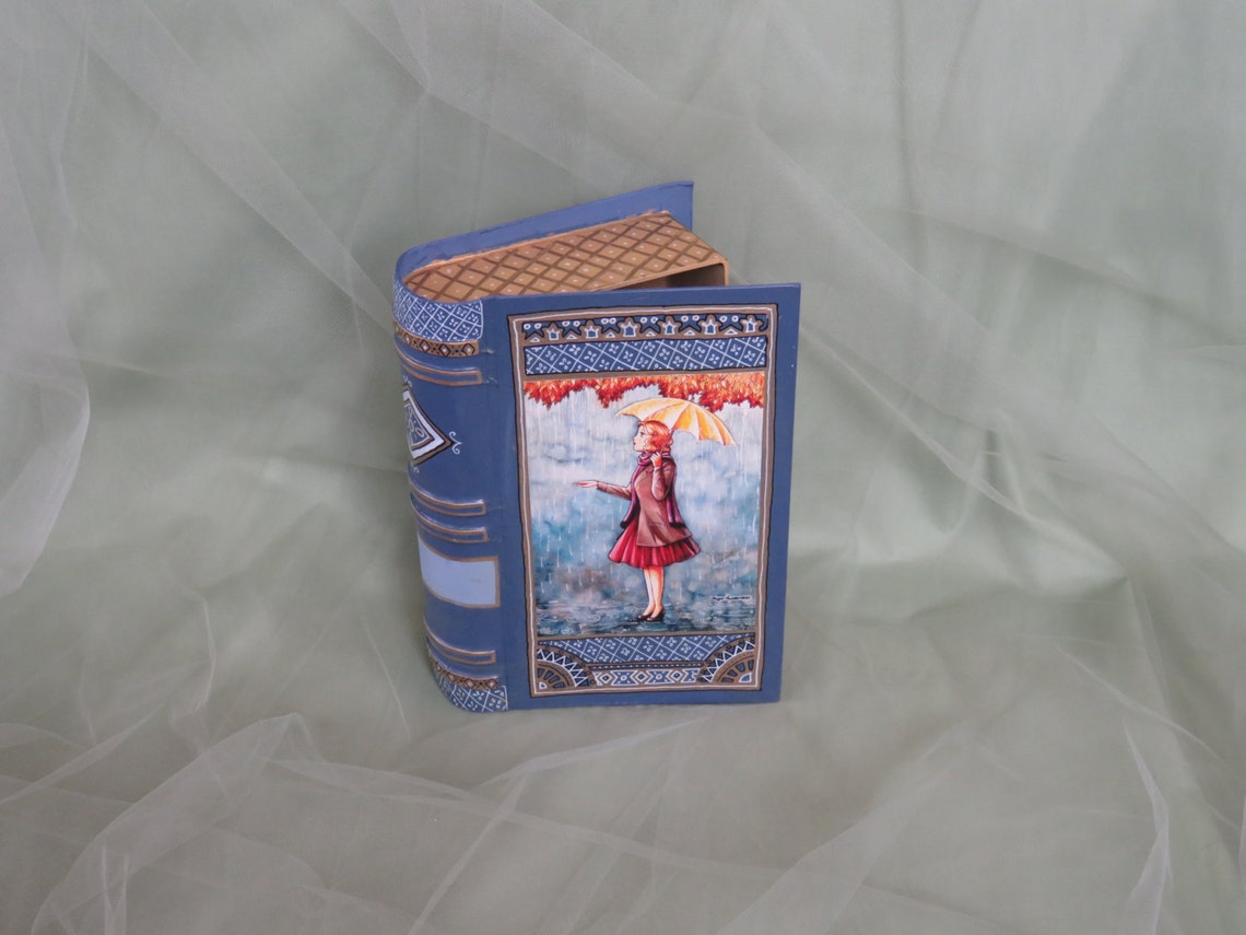Hand Painted Book Shaped Box With Vintage Antique Pattern - Etsy