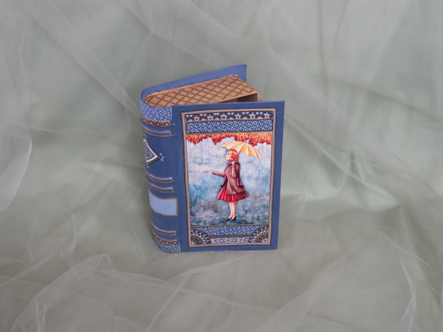 Hand Painted Book Shaped Box With Vintage Antique Pattern - Etsy
