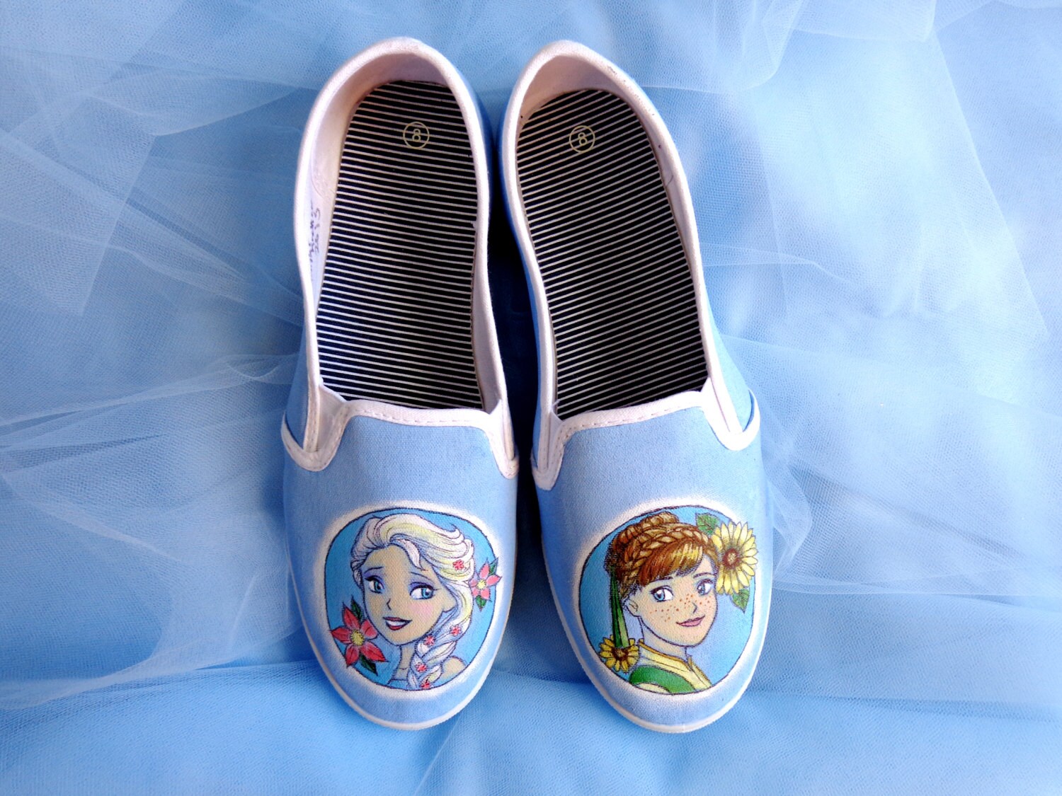 Disney Frozen Fever Elsa Anna Fan Art Painted Custom Shoes - Etsy