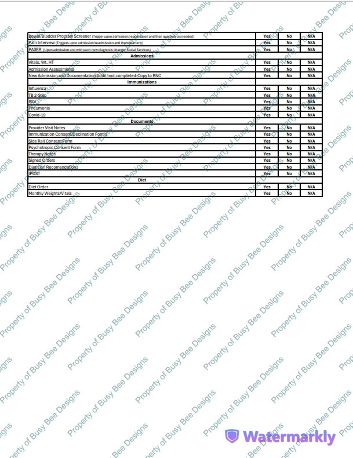 Long Term Care PCC Chart Audit Tool - Etsy