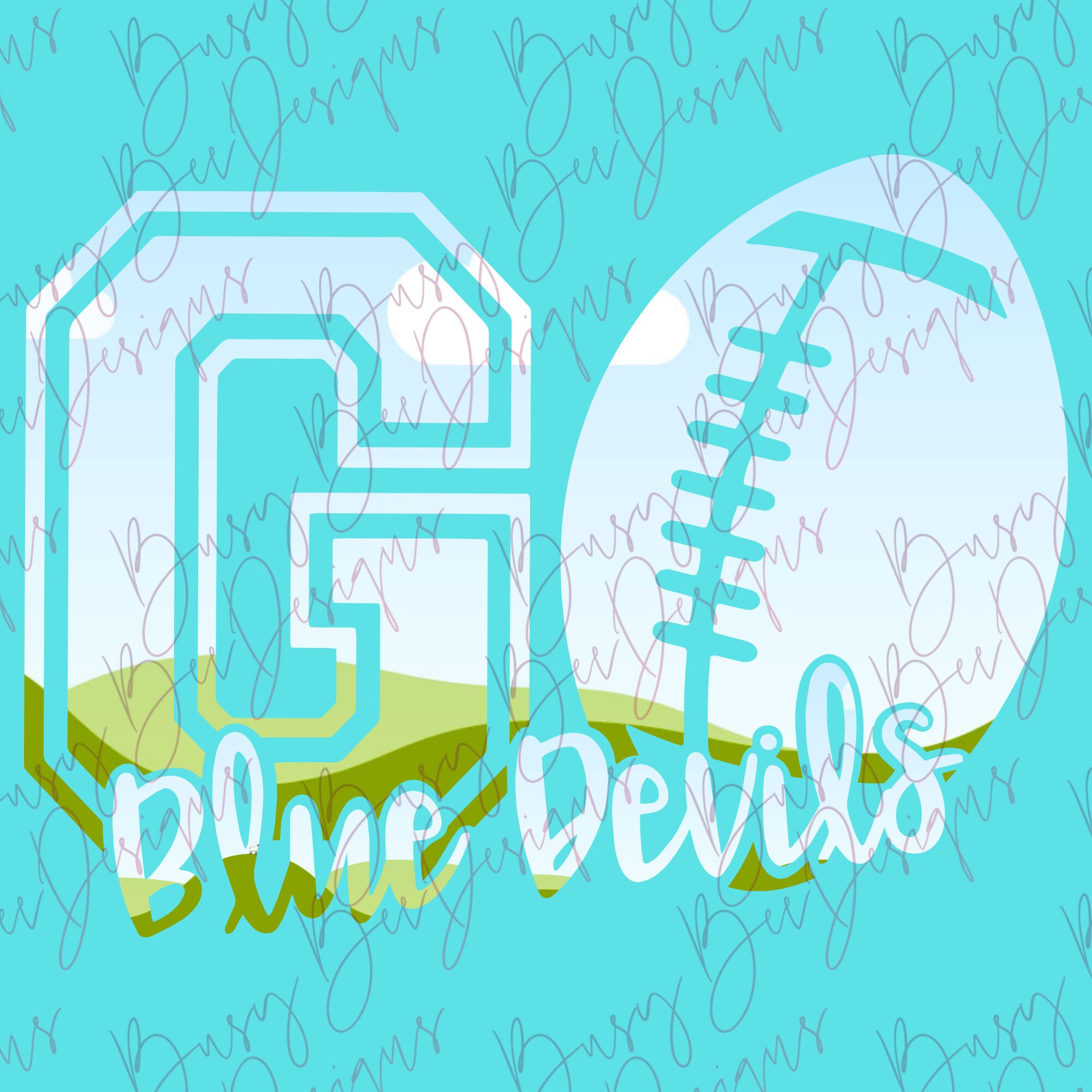 Go Blue Devils Football Canva Frame - Etsy