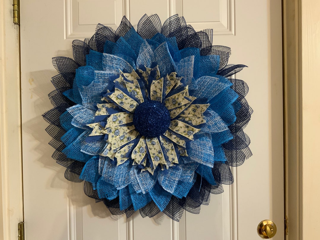 Beautiful Welcoming Blue Wreath. - Etsy