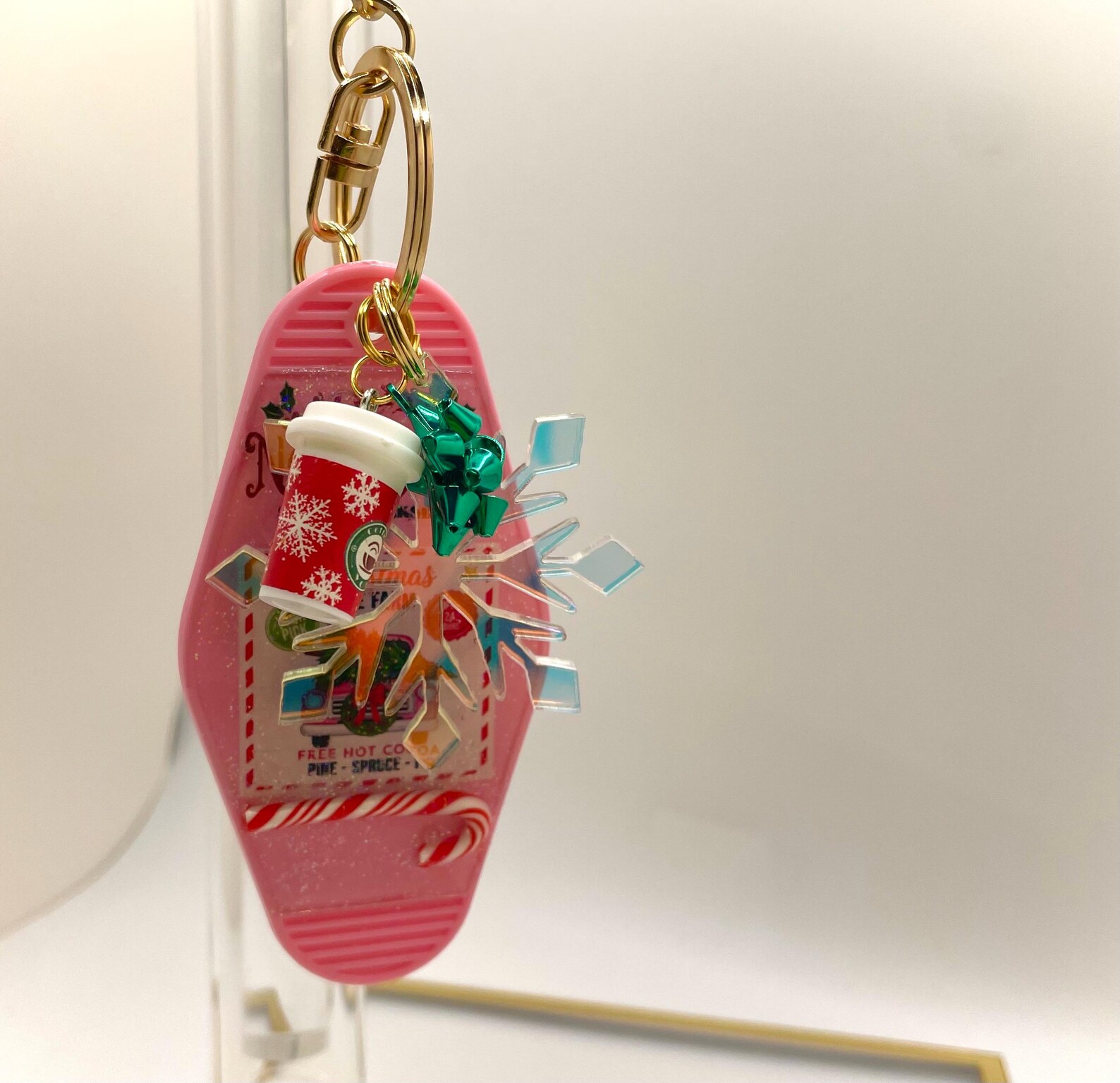 Pink Christmas Tree Keychain - Etsy