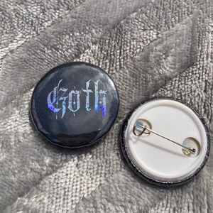 Gothic Button Badge, Black Skull Badge, Creep Badge Pin, Alternative ...