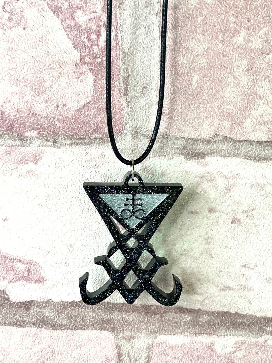 Sigil of Lucifer Pendant Necklace Various Colours Hand Painted Satanic ...
