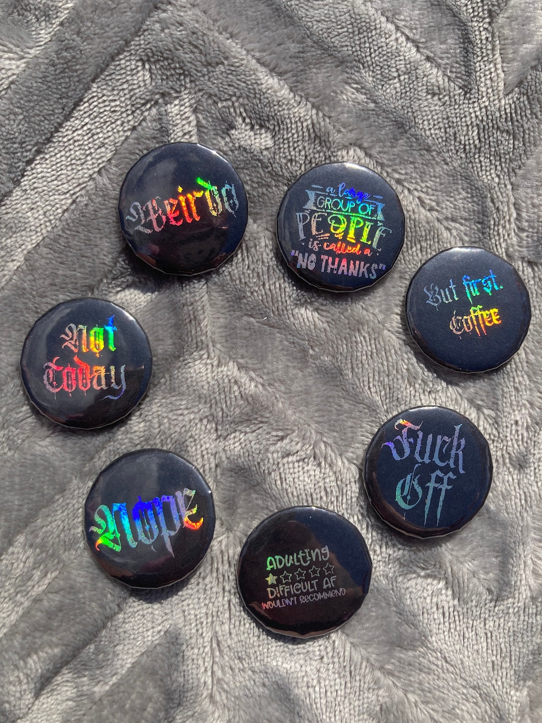 Rude Sweary Goth Button Badge. Birthday Gift for Antisocial Friend ...