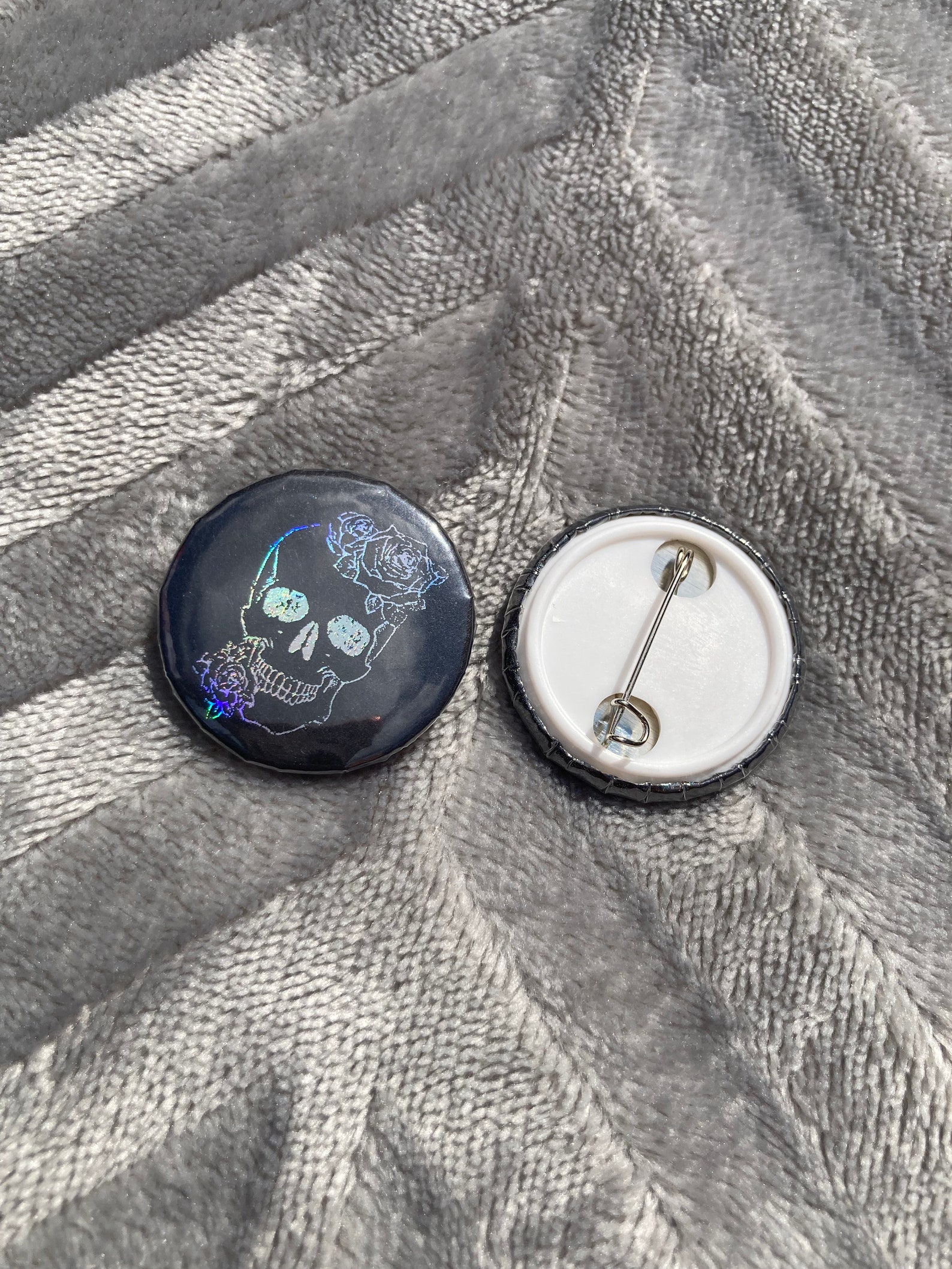 Gothic Button Badge, Black Skull Badge, Creep Badge Pin, Alternative ...