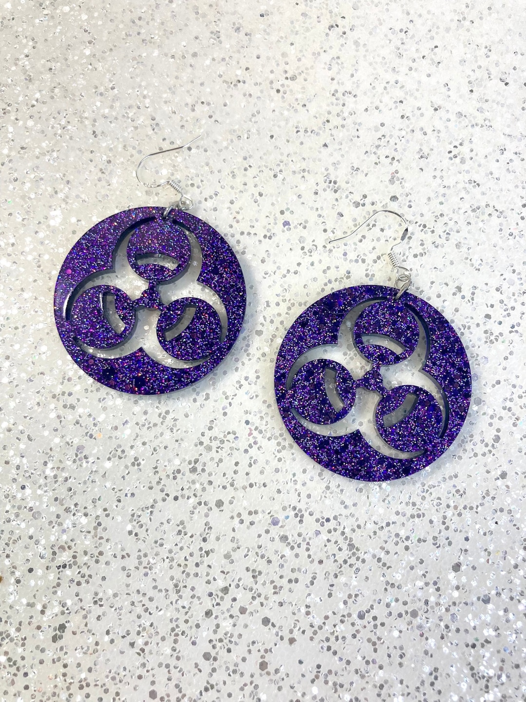 Various Colours Biohazard Sign Sterling Silver Earrings / Industrial ...