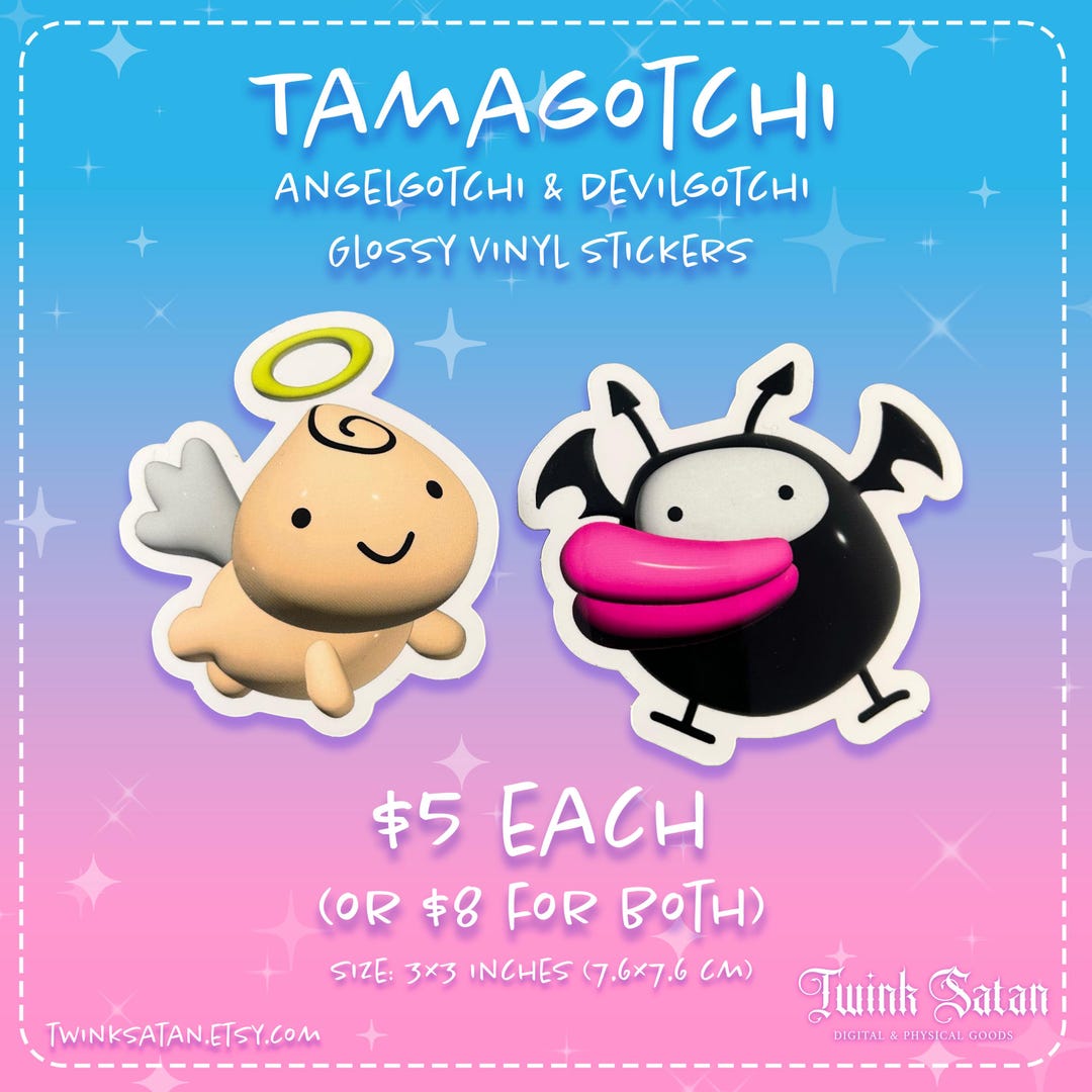 Angelgotchi & Devilgotchi Stickers | Waterproof Glossy Vinyl Decal - Etsy