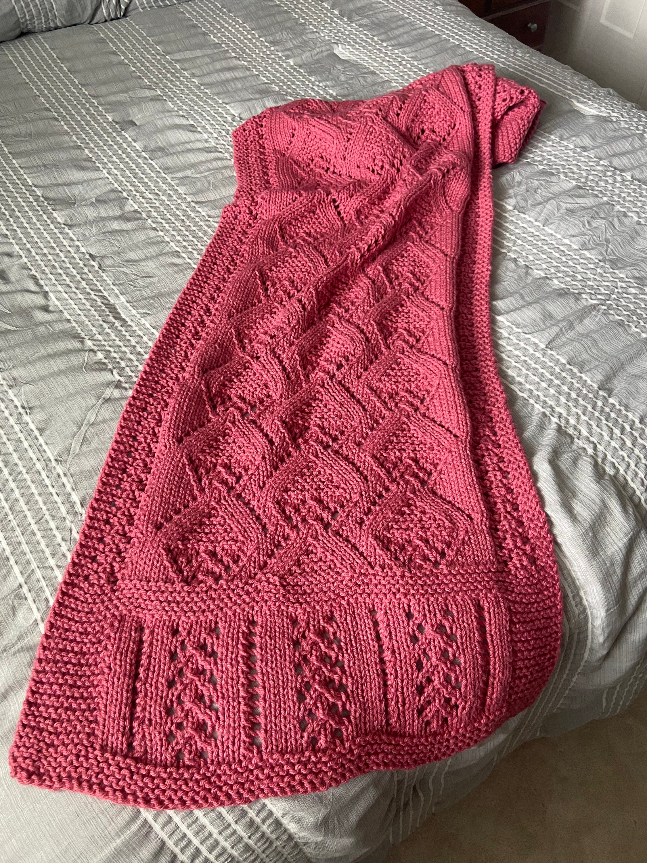 Rose Pink Lace Triangle Pattern Shawl - Etsy