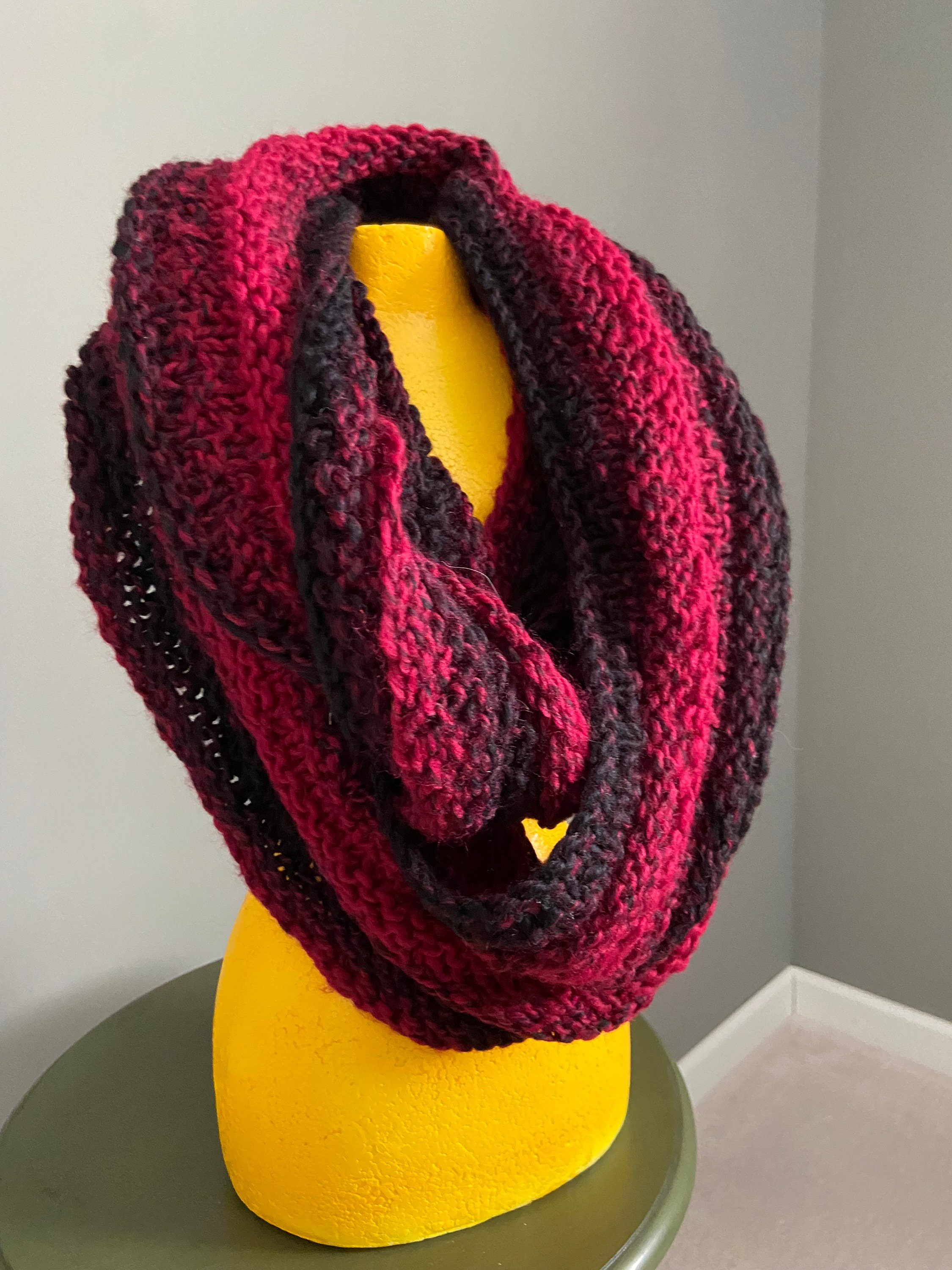 Red and Black Ribbed Infinity Scarf - Etsy