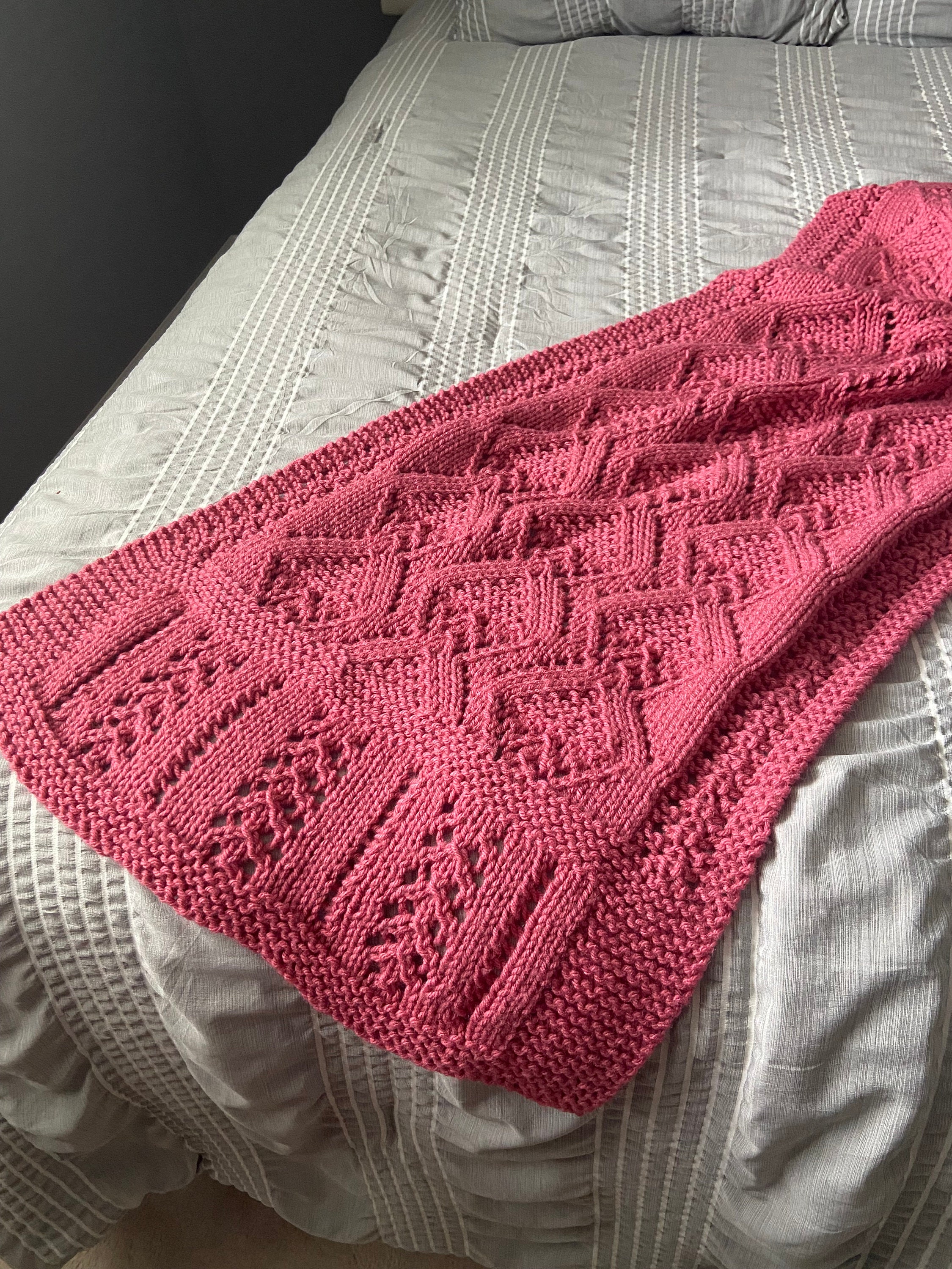 Rose Pink Lace Triangle Pattern Shawl - Etsy
