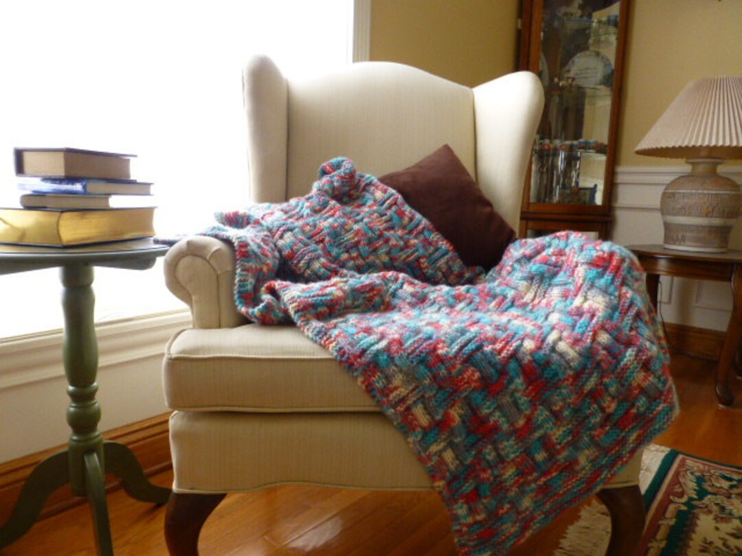 Blue/grey/red Square Ribbed Throw - Etsy