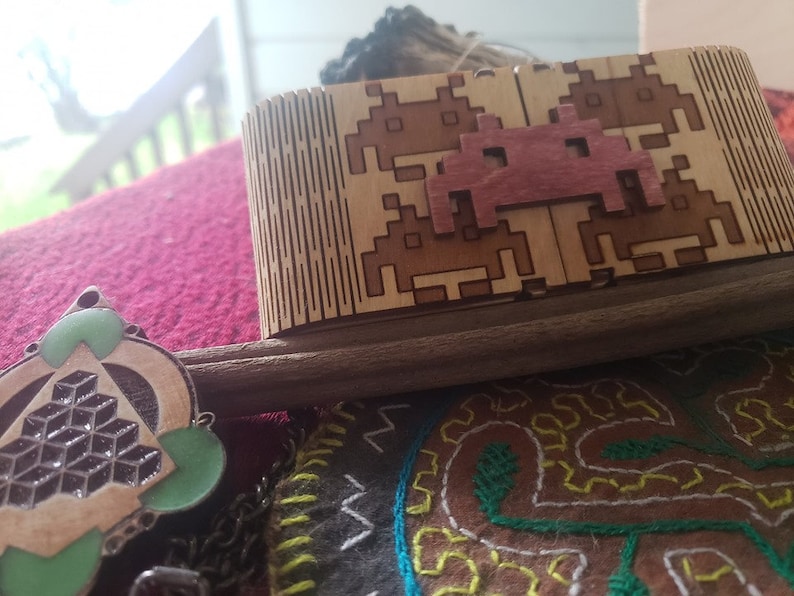 Space Invaders Living Hinge Box, Flexbox, Lasercut Art, Kierf, Bendable ...