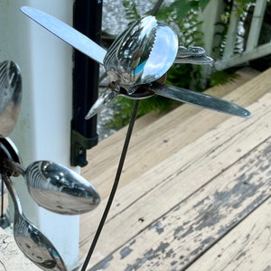 Silverware Hummingbird & Flower Sculpture - Etsy