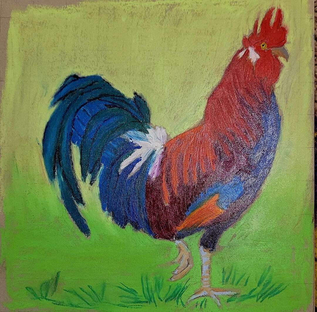 Rooster With Teal Tail - Etsy