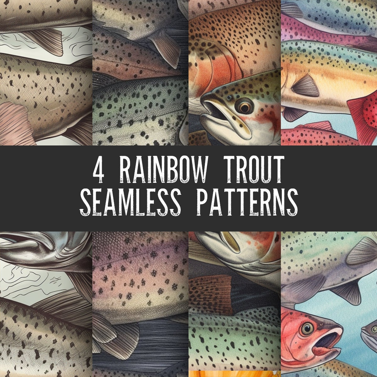 Rainbow Trout Digital Paper - SEAMLESS - Fish Backgrounds - 4 Designs ...