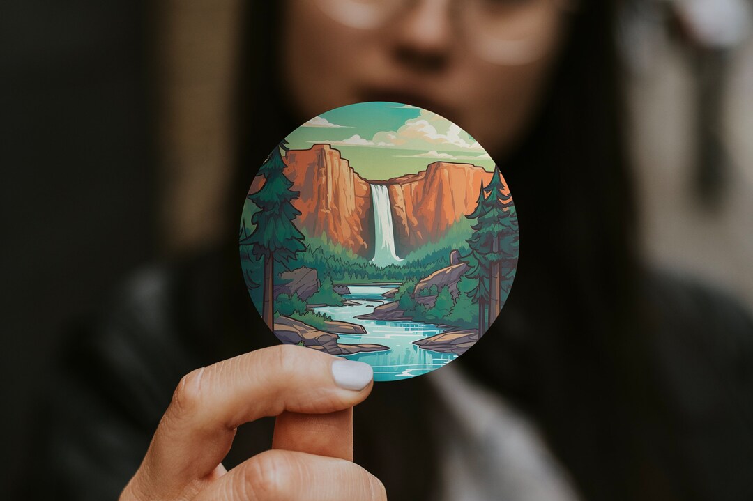 Waterfall Die Cut Sticker Vibrant & Detailed Illustration Sticker ...