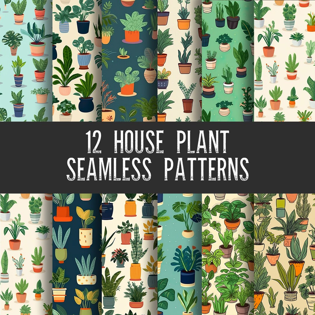 House Plants Digital Paper SEAMLESS Plant Backgrounds 12 Designs ...
