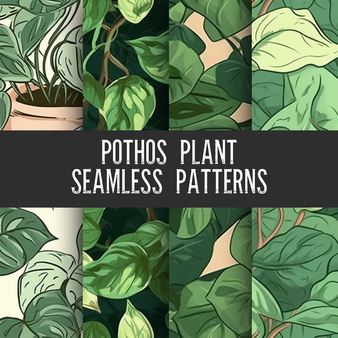 Pothos Digital Paper SEAMLESS Plant Backgrounds 4 Designs Commercial ...