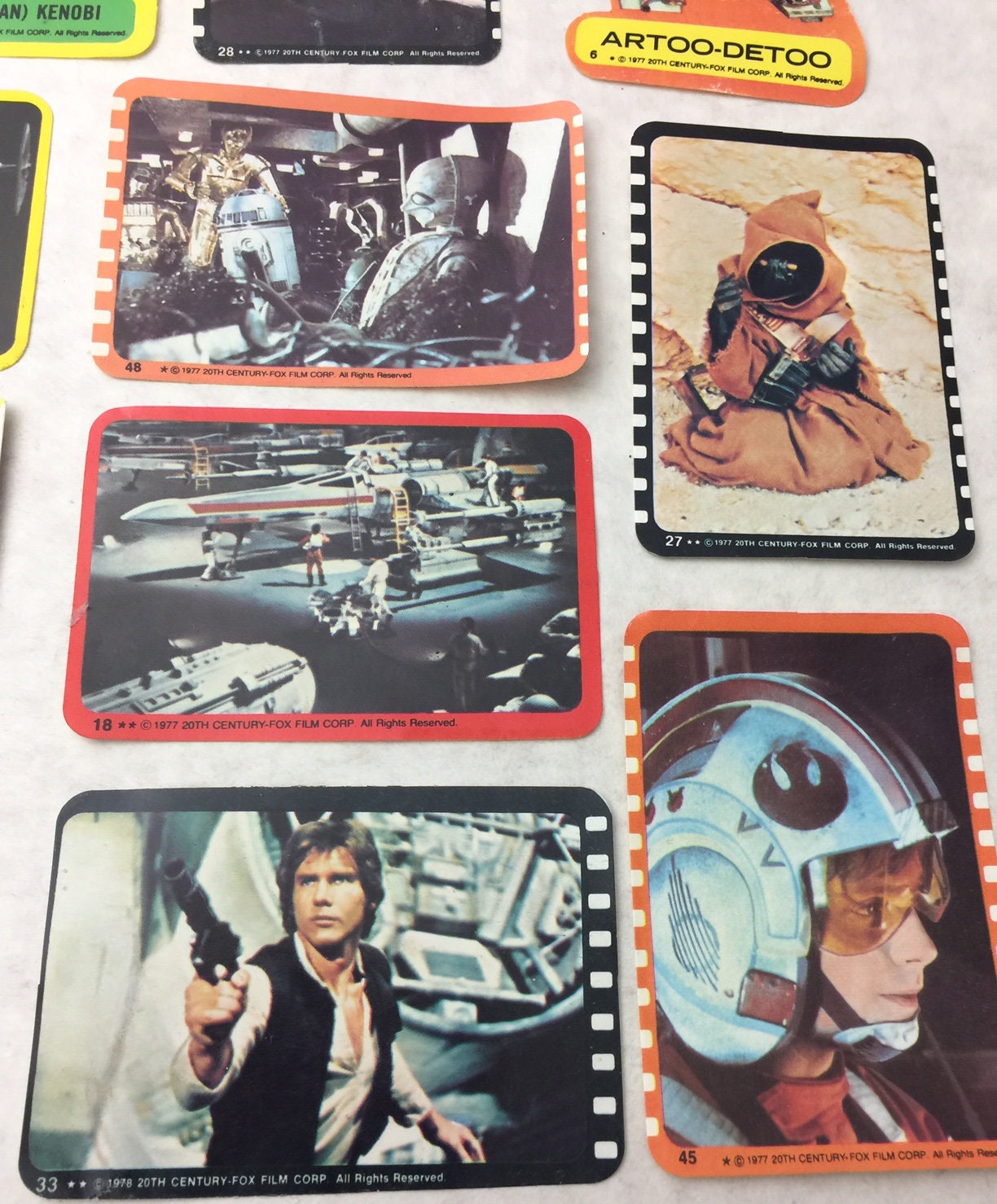 36 Original STAR WARS 1977 Stickers Han Solo Princess Leia Darth Vader ...