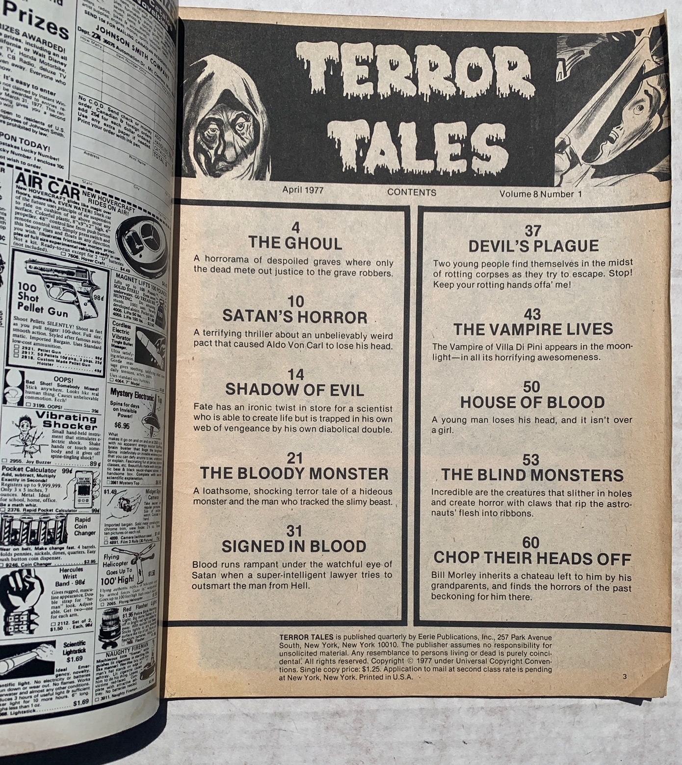 TERROR TALES 1977 Eerie Publications HORROR Comic Book Ghoul Satan ...