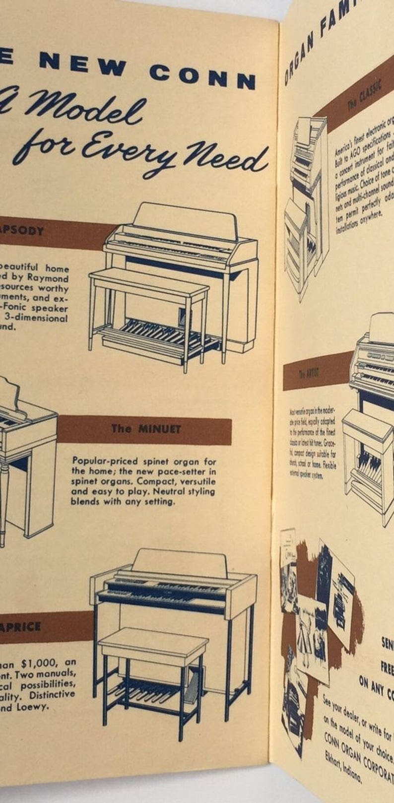 1955 CONN ORGAN How to Choose an Organ Sales Brochure Vintage Keyboards ...