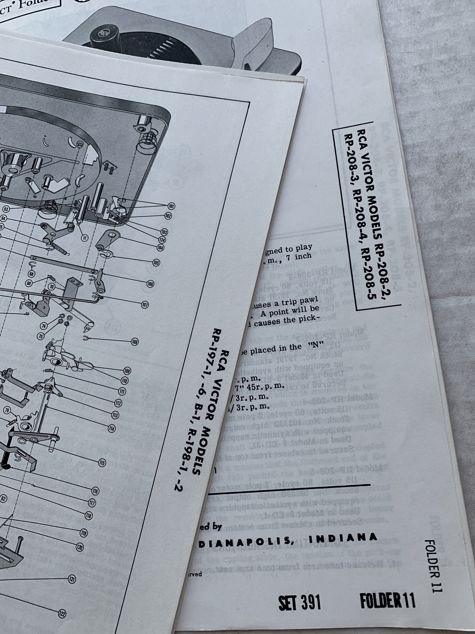 Vintage 1950's RECORD PLAYER Turntable Schematics: RCA Victor Folders ...