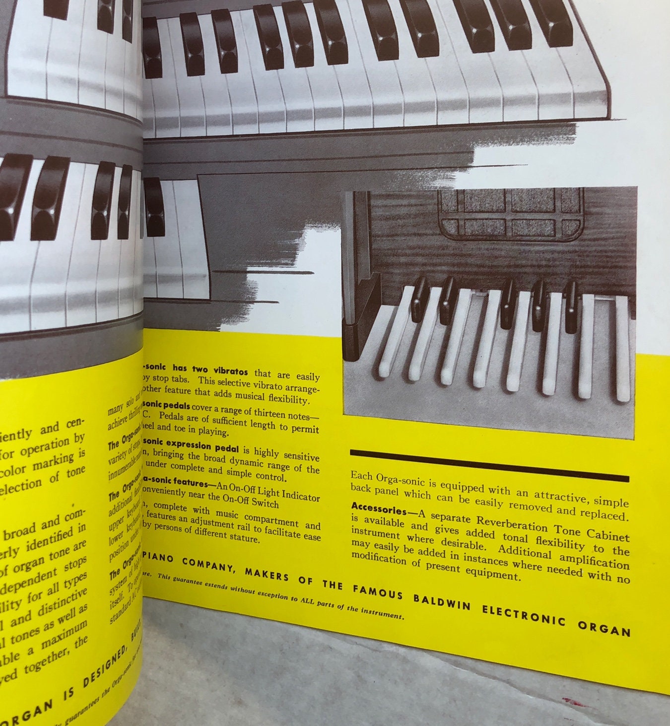 BALDWIN Orga-sonic Spinet Organ Mid-century Brochure - Vintage Organs Keyboards Musical ...