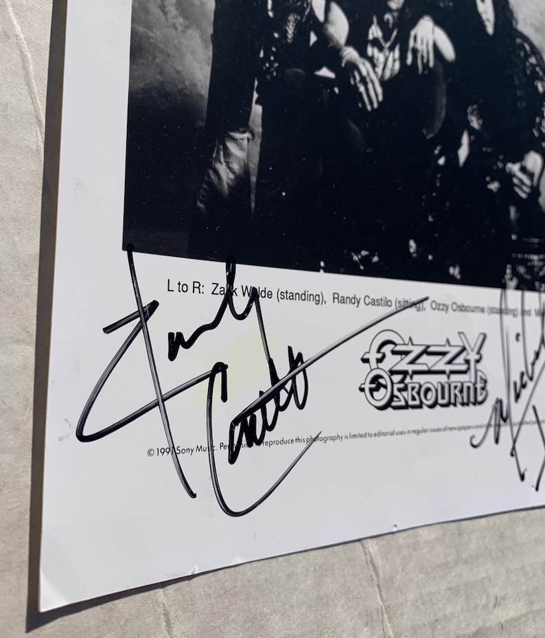 1991 OZZY OSBOURNE AUTOGRAPHED Photo Zakk Wylde Randy Castilo and ...