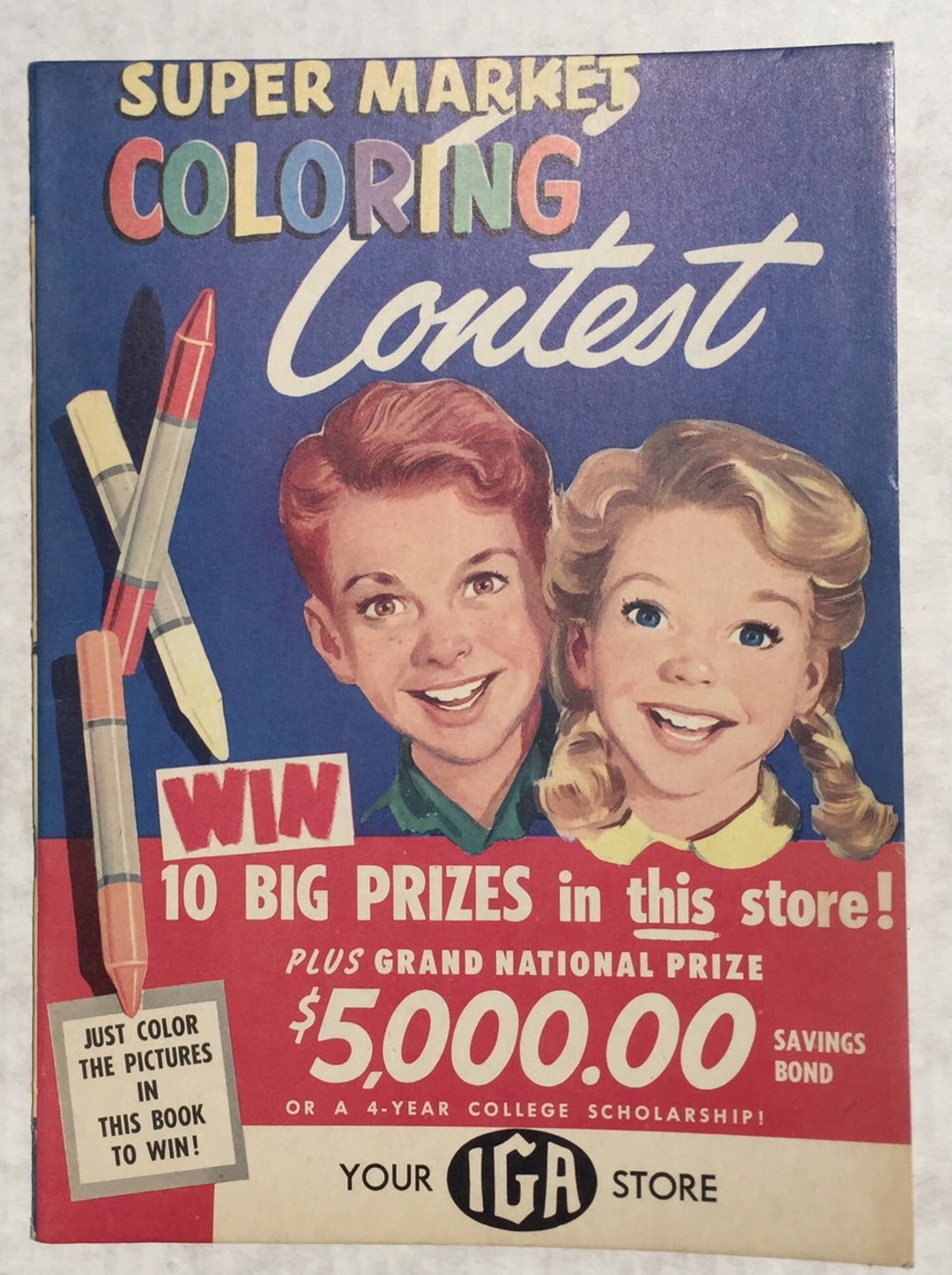 1954 IGA Vintage COLORING BOOK Campbells Heinz Kool Aid Mars Kraft ...