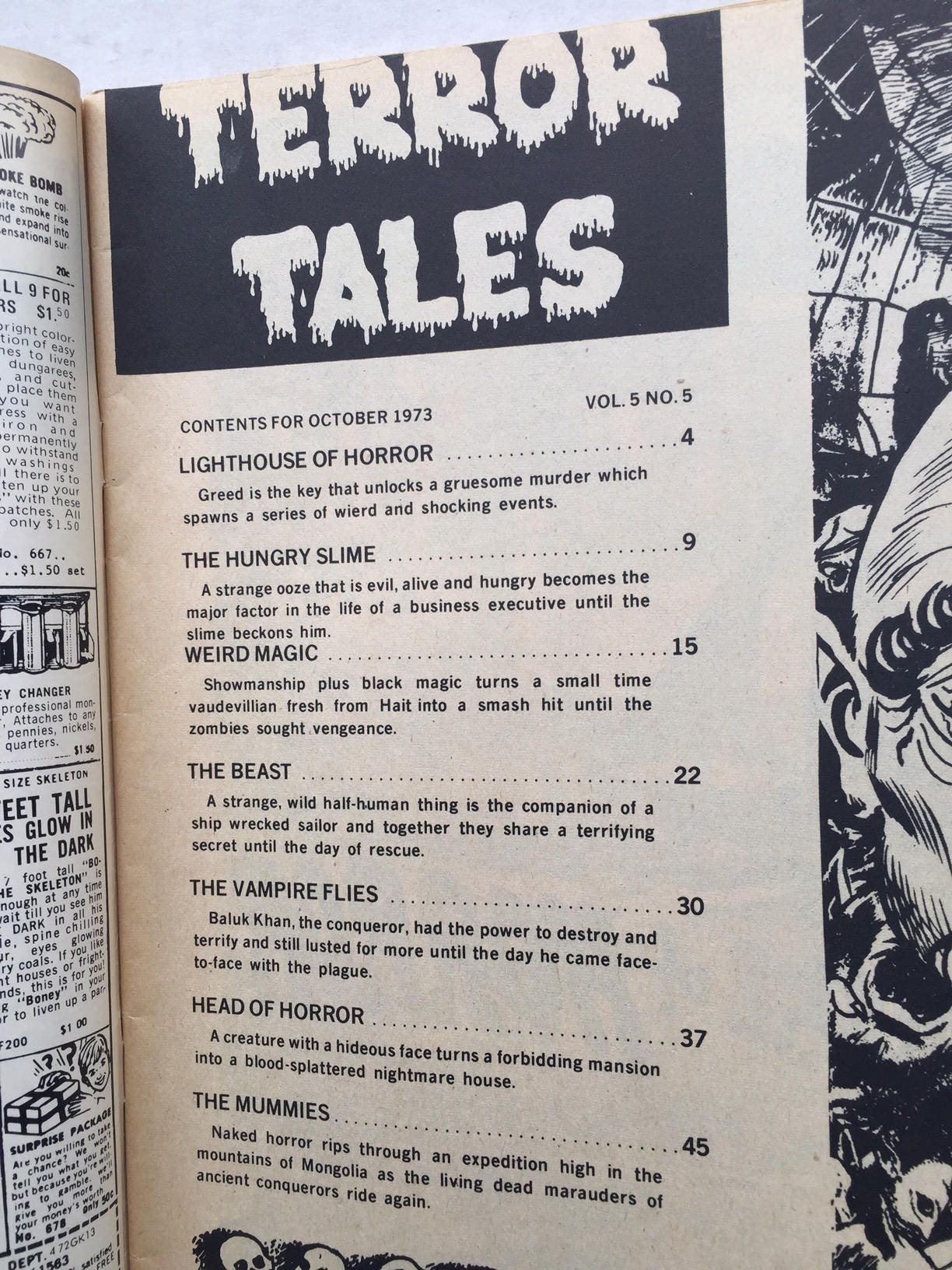TERROR TALES 1973 Horror Comic Magazine Book Eerie Gore Vampires ...