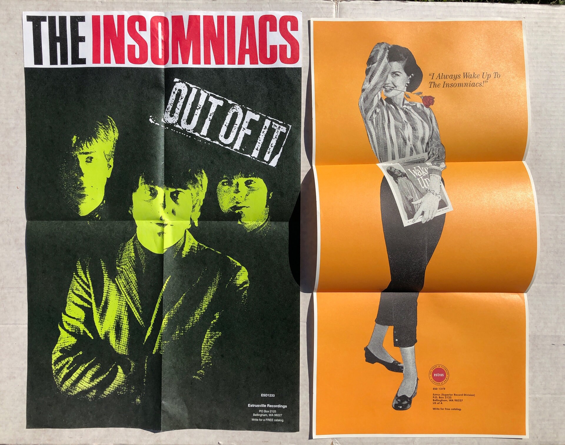 The INSOMNIACS - Lot of Two - Estrus Records POSTERS - Mod Pop Garage ...
