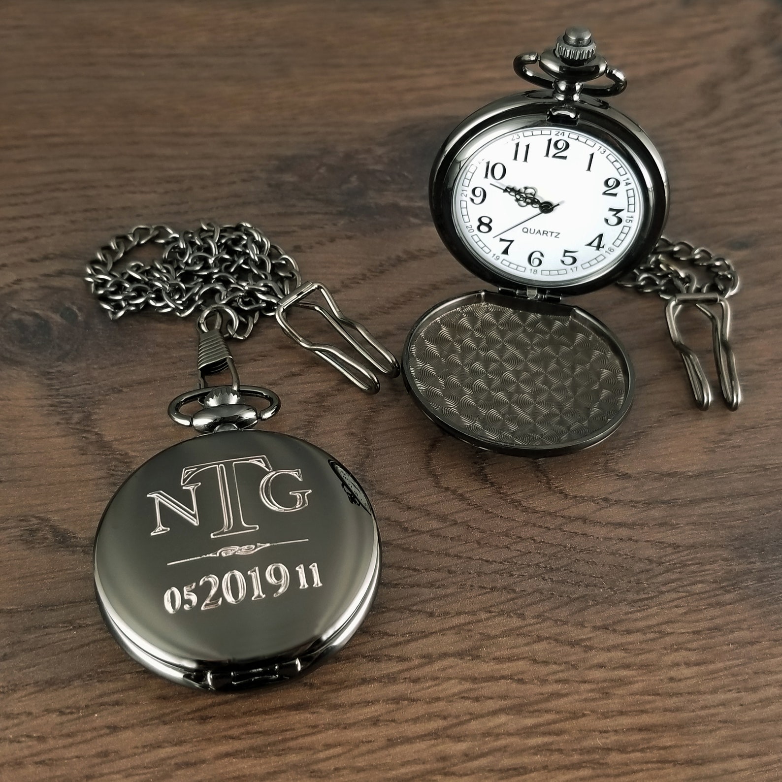 Pocket Watch Engraved for Free Custom Personalized Gun Metal | Etsy