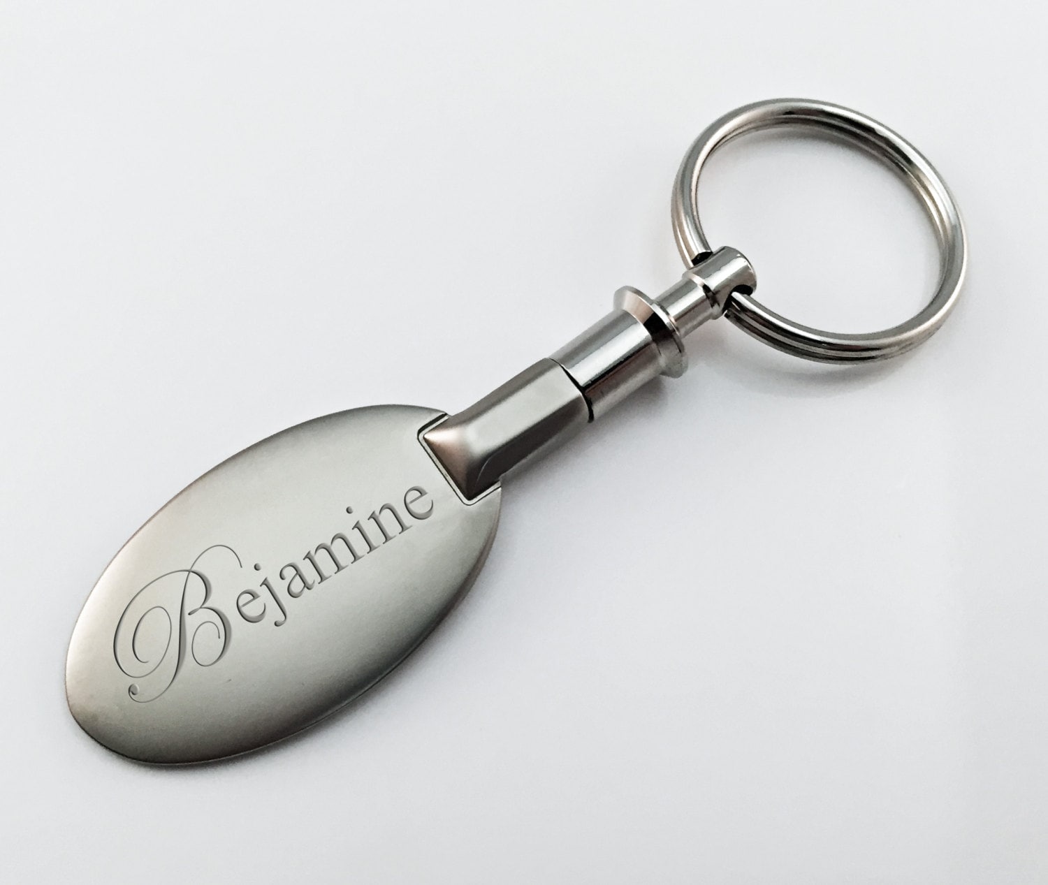 Personalized Keychain Oval Matte Brushed Key Chain With Free - Etsy