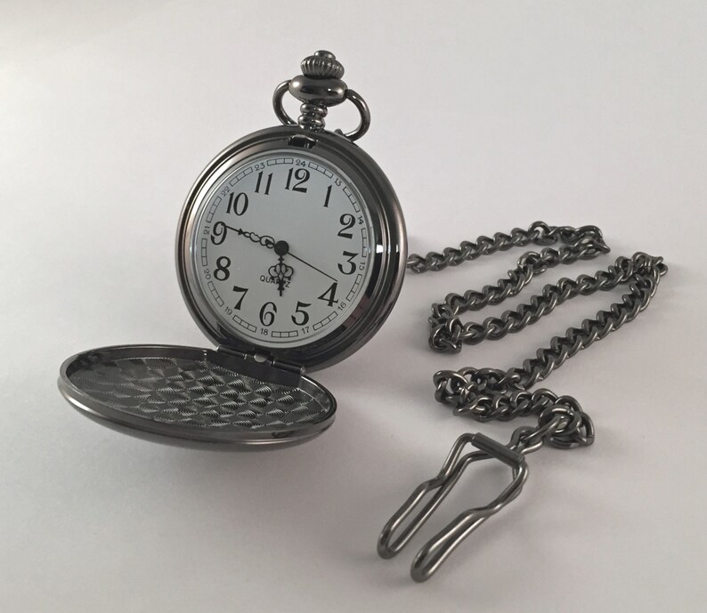 Pocket Watch Engraved for Free Custom Personalized Gun Metal - Etsy