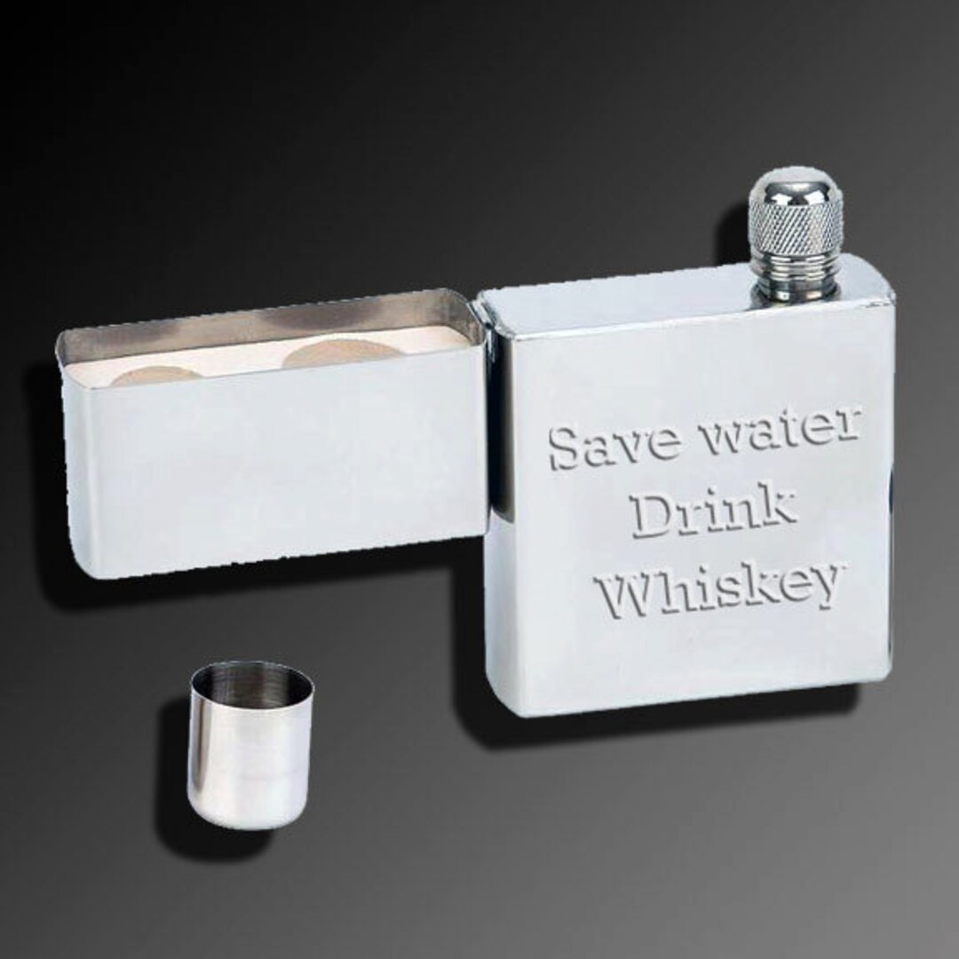 6oz Polished Stainless Steel Lighter Shaped Flask W/1oz Cup - Etsy