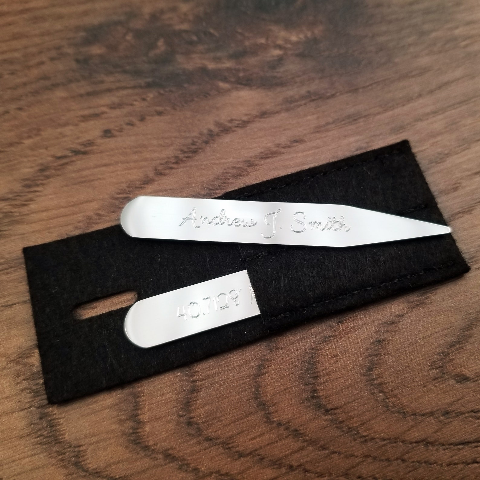 Personalized Collar Stays, Stainless Steel Collar Stiffeners, Engraved ...