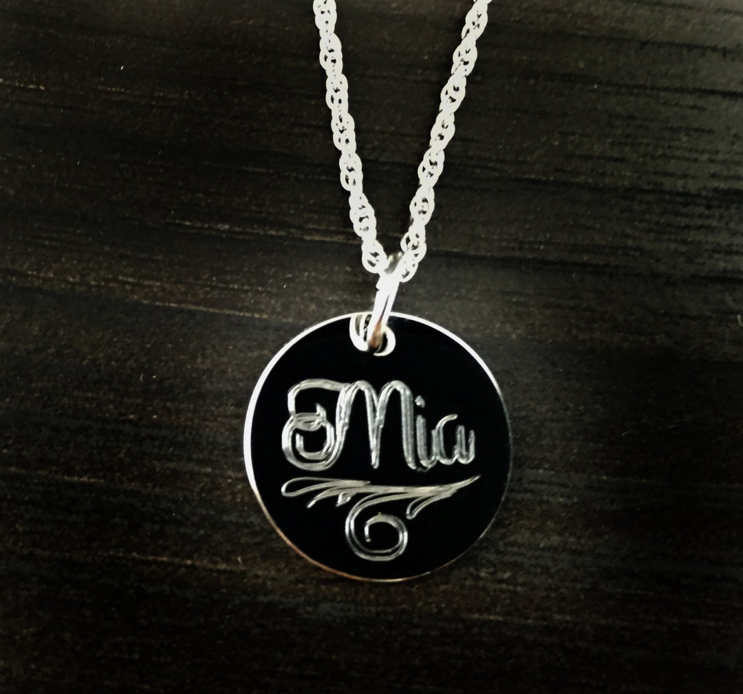 Engraved Necklace, Personalized Circle Pendant , Stainless Steel ...