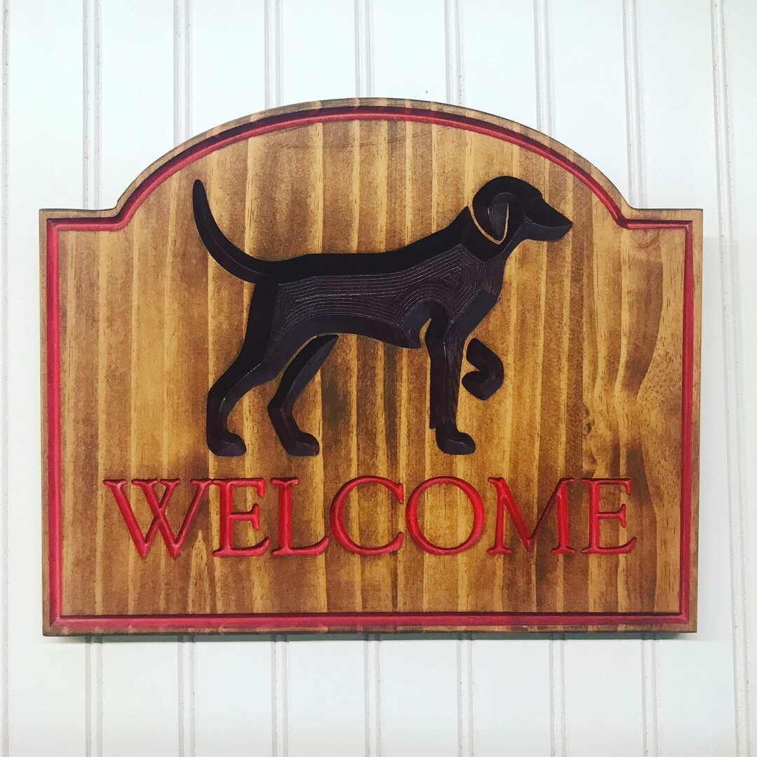 Welcome Sign With Brown Dog - Etsy
