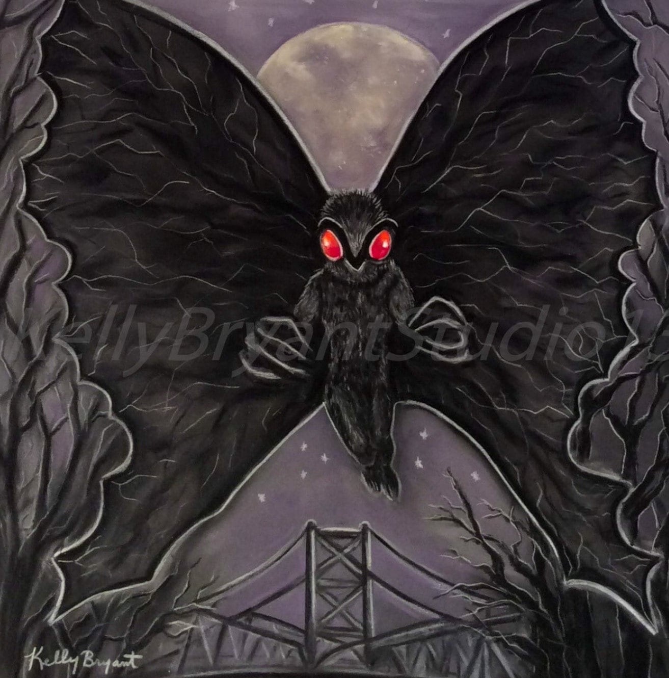 Mothman, Giclee Print From Original Pastel Painting - Etsy