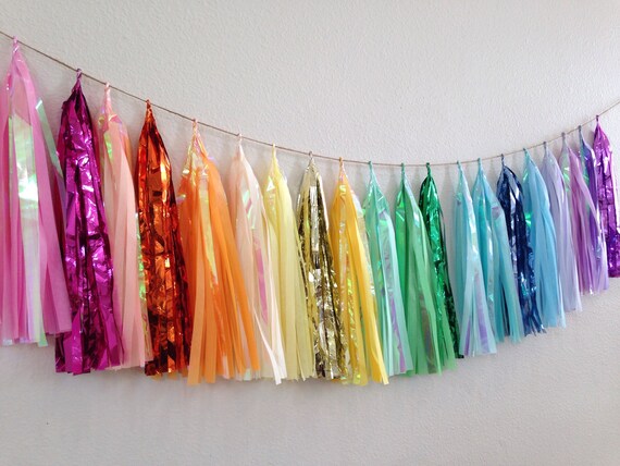 Rainbow Magic Tassel Garland or Giant Balloon Pink Yellow Blue - Etsy