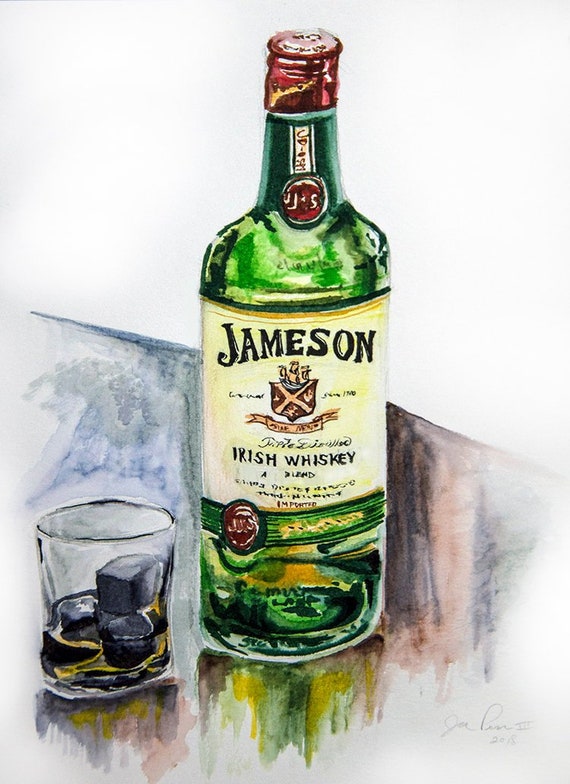 Jameson Watercolor Archival Ink Art Print-bar Art - Etsy
