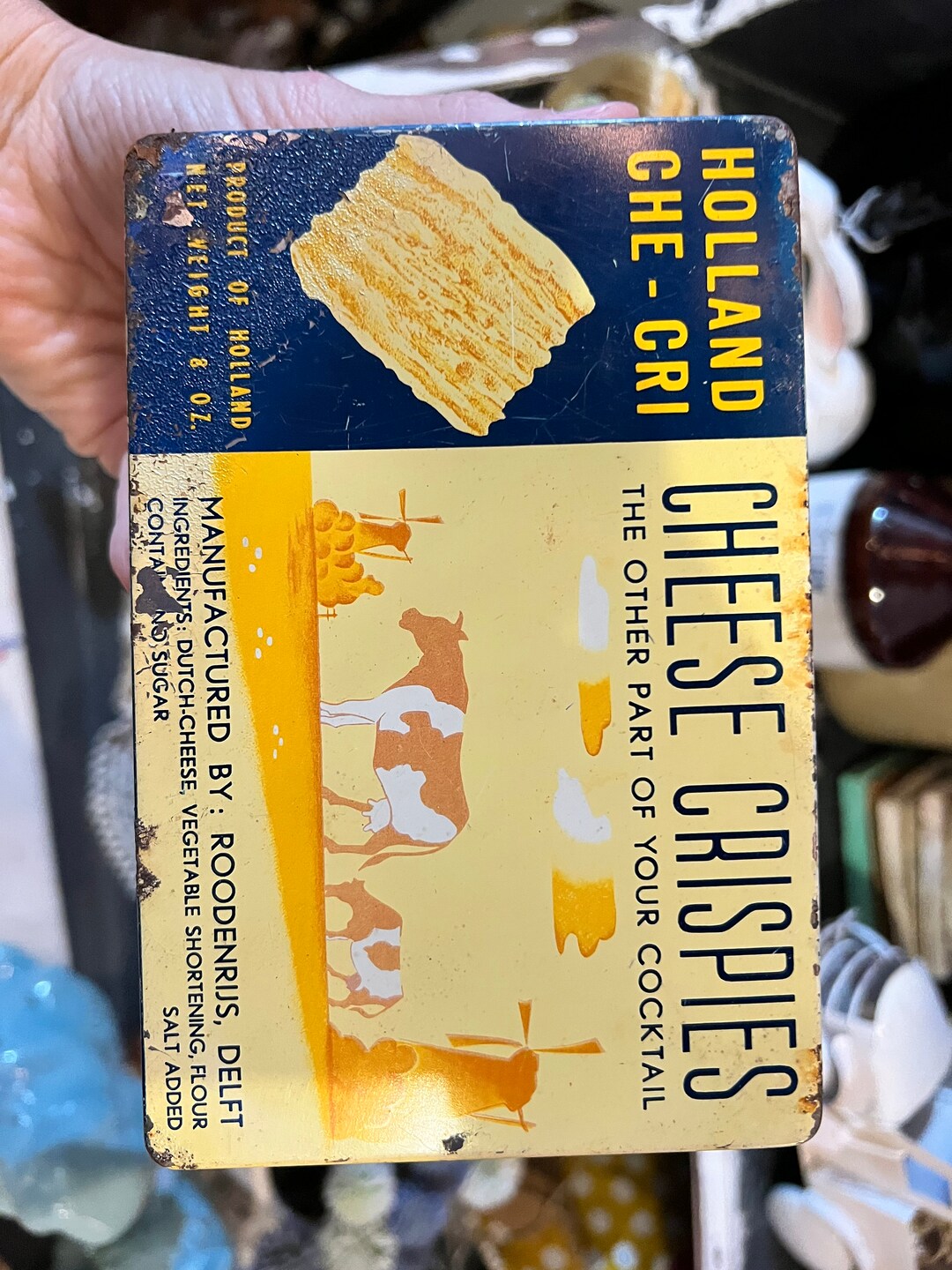 Holland Cheese Crispies Vintage Tin, Vintage Dairy Tin Cow Tin Cheese ...