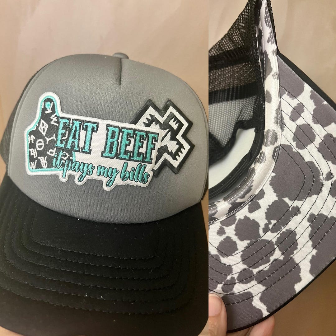 Custom Made Eat Beef Trucker Hat, Cow Ranch Cap, Cow Print Cap - Etsy
